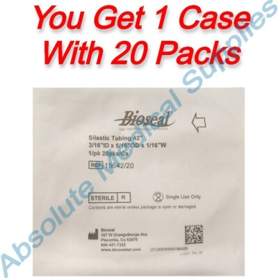 *20-Packs* Bioseal 42" Silastic Tubing 0.1875"ID x 0.3125"OD Sterile ...