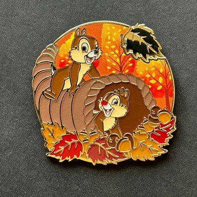 Chip and Dale - Cornucopia - Autumn - Gold Leaf Disney Pin 163810 | eBay