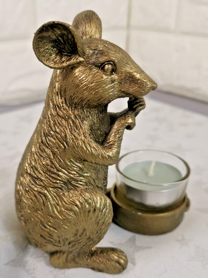 Habitat Gold Country Mouse Tealight Holder Home Decor & Scented ...