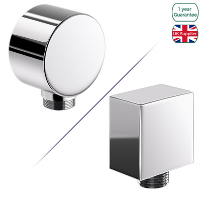 BATHROOM SQUARE ROUND SHOWER HOSE WALL OUTLET ELBOW CHROME CONNECTOR 1/ ...
