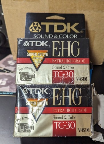 TDK EHG TC-30 Camcorder VHS C Tapes Extra High Grade New Sealed 2 Pack ...