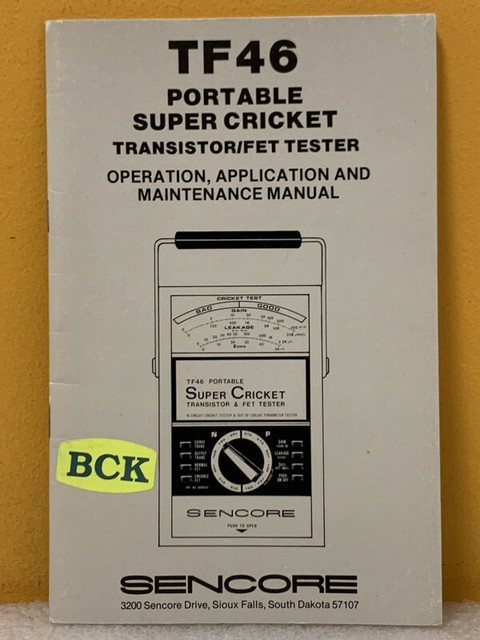 Sencore Tf46 Portable Super Cricket Transistor & FET Tester for sale ...