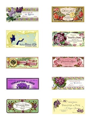 French Soap Labels Violets Lilacs Mini Fabric Blocks FrEE ShiPPinG | eBay