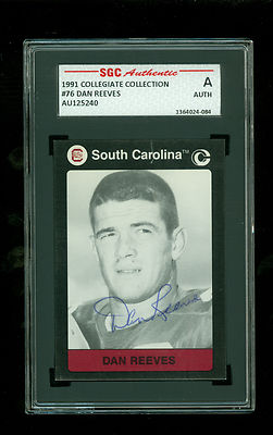 Dan Reeves Signed 1991 South Carolina Collection card #76 Autograph SGC ...