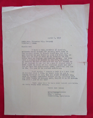 LETTER TO COLT FIREARMS MFG. CO. - 1932 | eBay