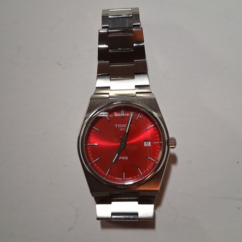 Tissot PRX Quartz 40mm Red Dial Stainless Steel Men's Watch T137.410.11 ...
