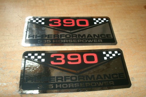 FORD 390 HI-PERFORMANCE 335HP VALVE COVER DECALS FAIRLANE GALAXIE ...