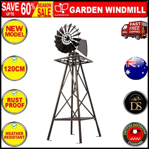 Garden Windmill 120cm Metal Ornaments Outdoor Decor Ornamental Wind ...