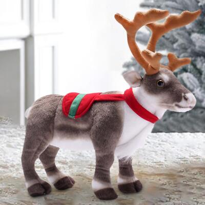 Christmas Reindeer Plush Reindeer Toys, Cute with Wooden Reindeer ...