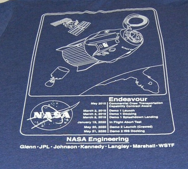 NASA SPACE X ENDEAVOUR ROCKET LAUNCH 1ST CREWED 2020 BLUE MEDIUM T ...