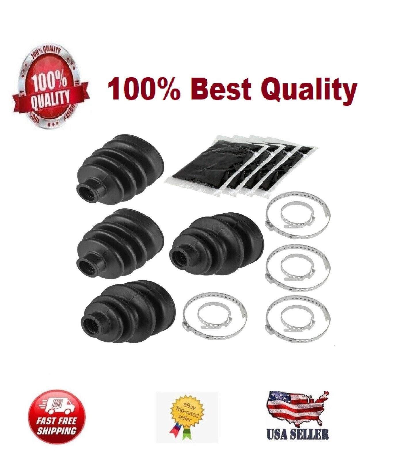 2 Front Inner Outer Axle CV Boot Kit for Honda TRX300FW Fourtrax 4X4 ...