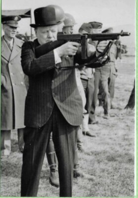 British Prime Minister Winston Churchill with Thompson Sub-Machine Gun ...