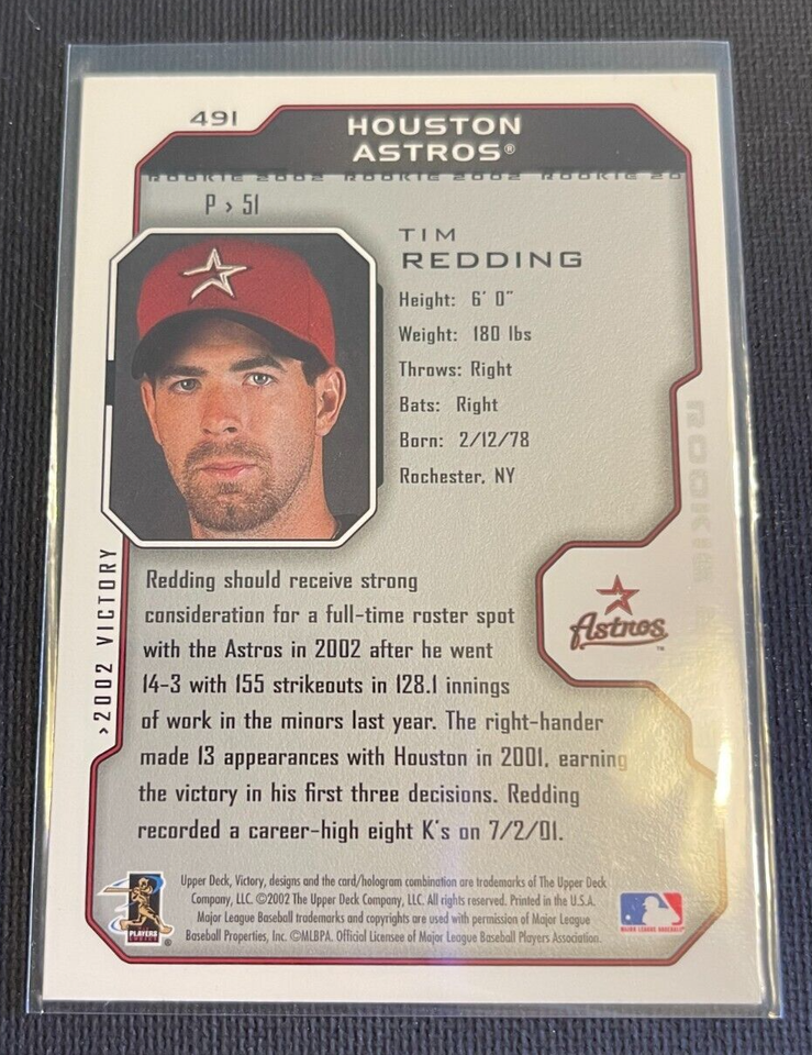 2002 Upper Deck Victory Rookie Card # 491 Tim Redding - Houston Astros ...