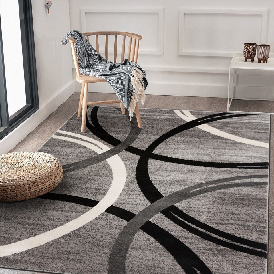 Rugshop Modern Rug Contemporary Area Rugs Wavy Circles Design Abstract ...