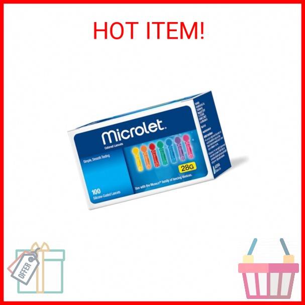 Ascensia MICROLET Lancets for Glucose Blood Testing, Multi-Colored, 100 ...