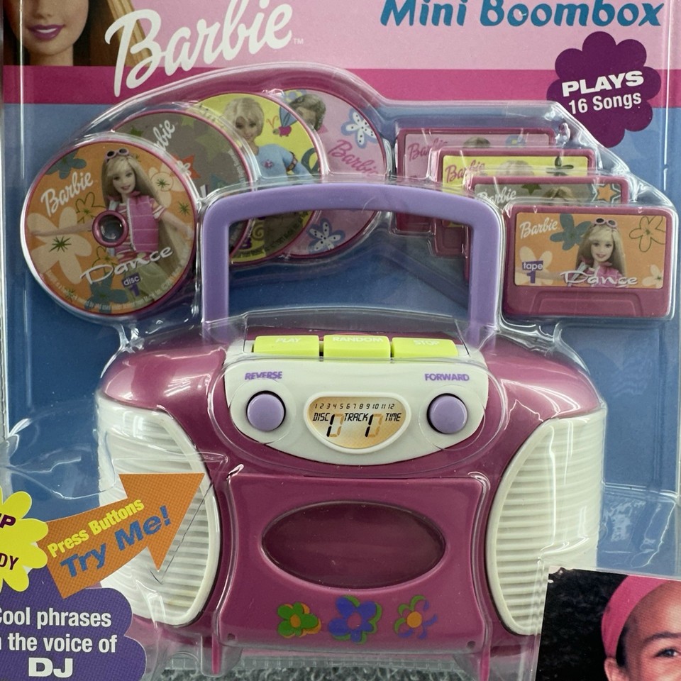 Barbie DJ Mini Boombox 3 In 1 Cassette CD Radio VTG 2000 BE-067 Hot ...