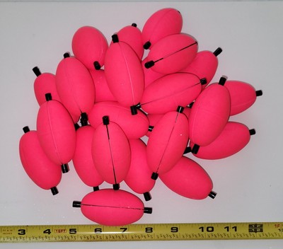 Fishing Floats 2-1/2" PINK SLOTTED OVAL Shape, with 2 PEGS, 24 Floats ...