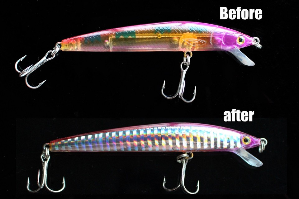 6 pcs 10X21cm Holographic Film Flash Artificial Fish Skin DIY Jig Lure ...