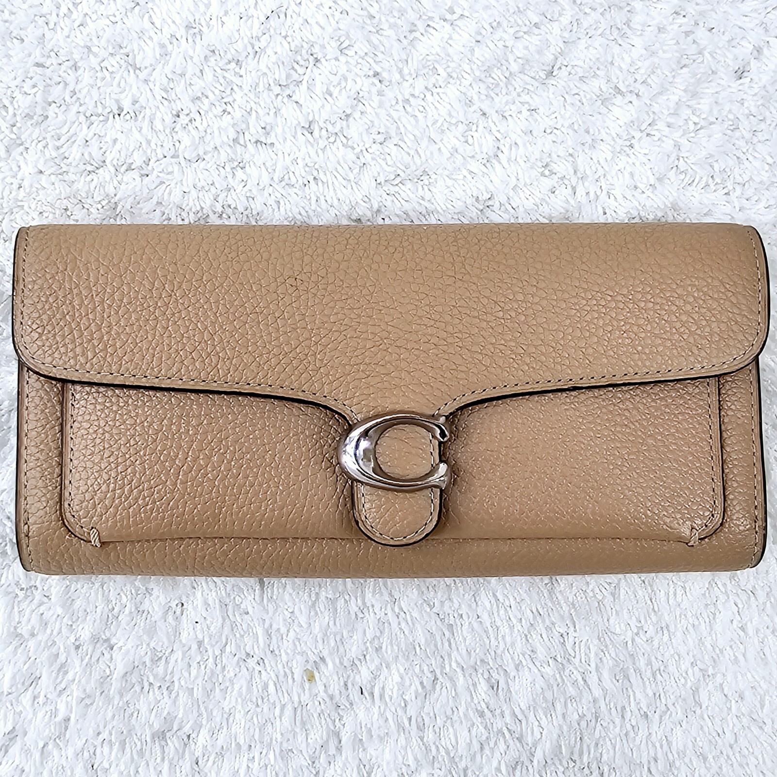 COACH 93983 Tabby Stone Pebble Leather Long Tri-Fold … - Gem