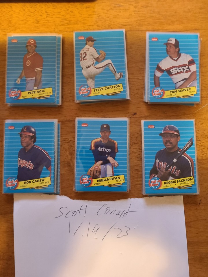 Lot Of 60 1986 Fleer Baseball Future Hall Of Famer Cards 8 Complete ...