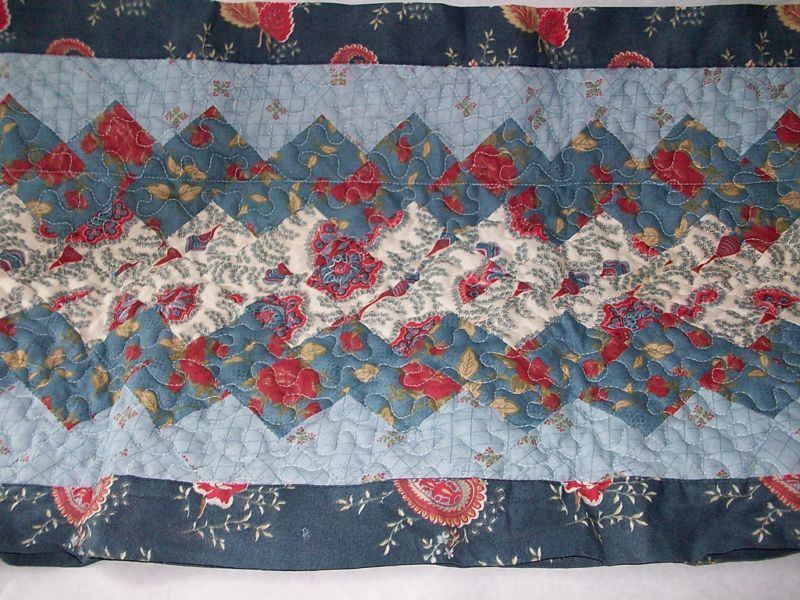 Quilted Window Valance Prairie Path 52" Blue Red LINED | eBay