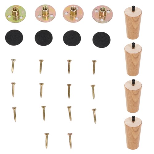 4pc Oka Wooden Furniture Tapered Cone Round Legs Feet For Sofa Stool ...