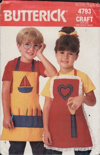 Vintage Butterick 4793 442 Child's Bib and Smock Apron Pattern ...