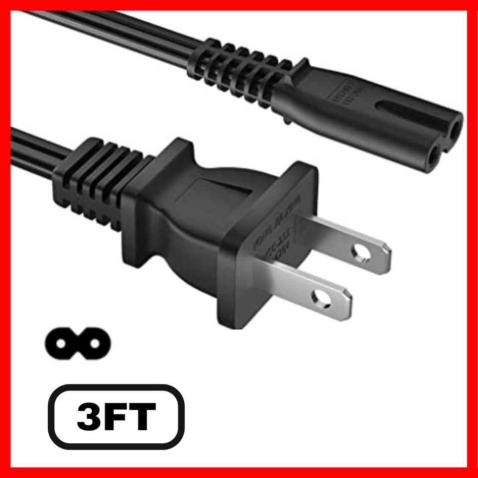 Lot of Standard AC Power Cord Cable 2 Slot Figure 8 Cord 3FT 5FT 10FT ...