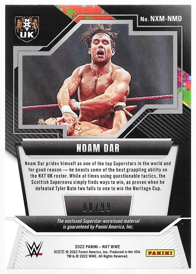 2022 Panini WWE NXT Noam Dar Relic Patch Memorabilia Red /99 UK | eBay