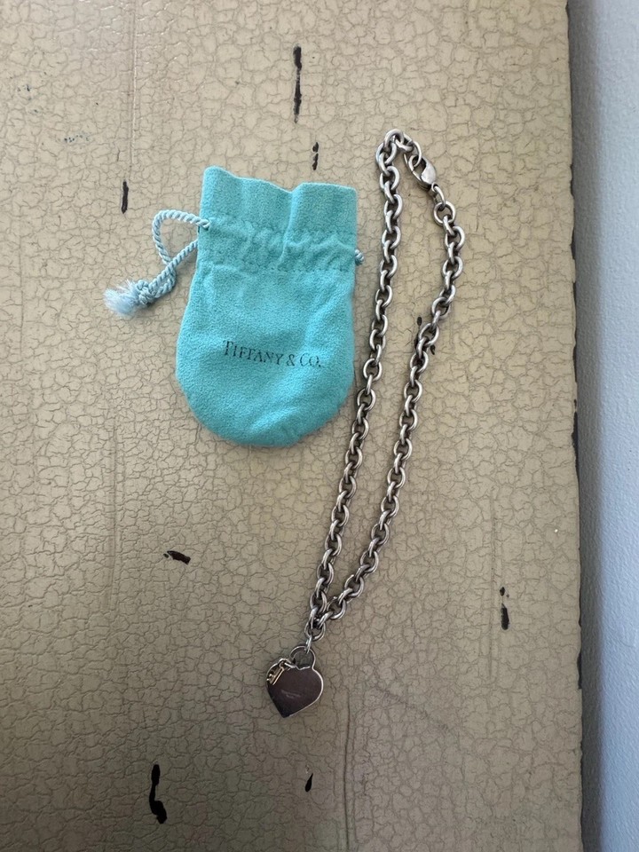 Tiffany & Co. Heart Key Padlock Necklace 18" Silver 925, Chain Not ...
