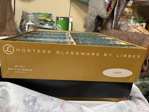 Vintage Libby Glassware In Box Never Used. Venezia 8pc 12oz | eBay