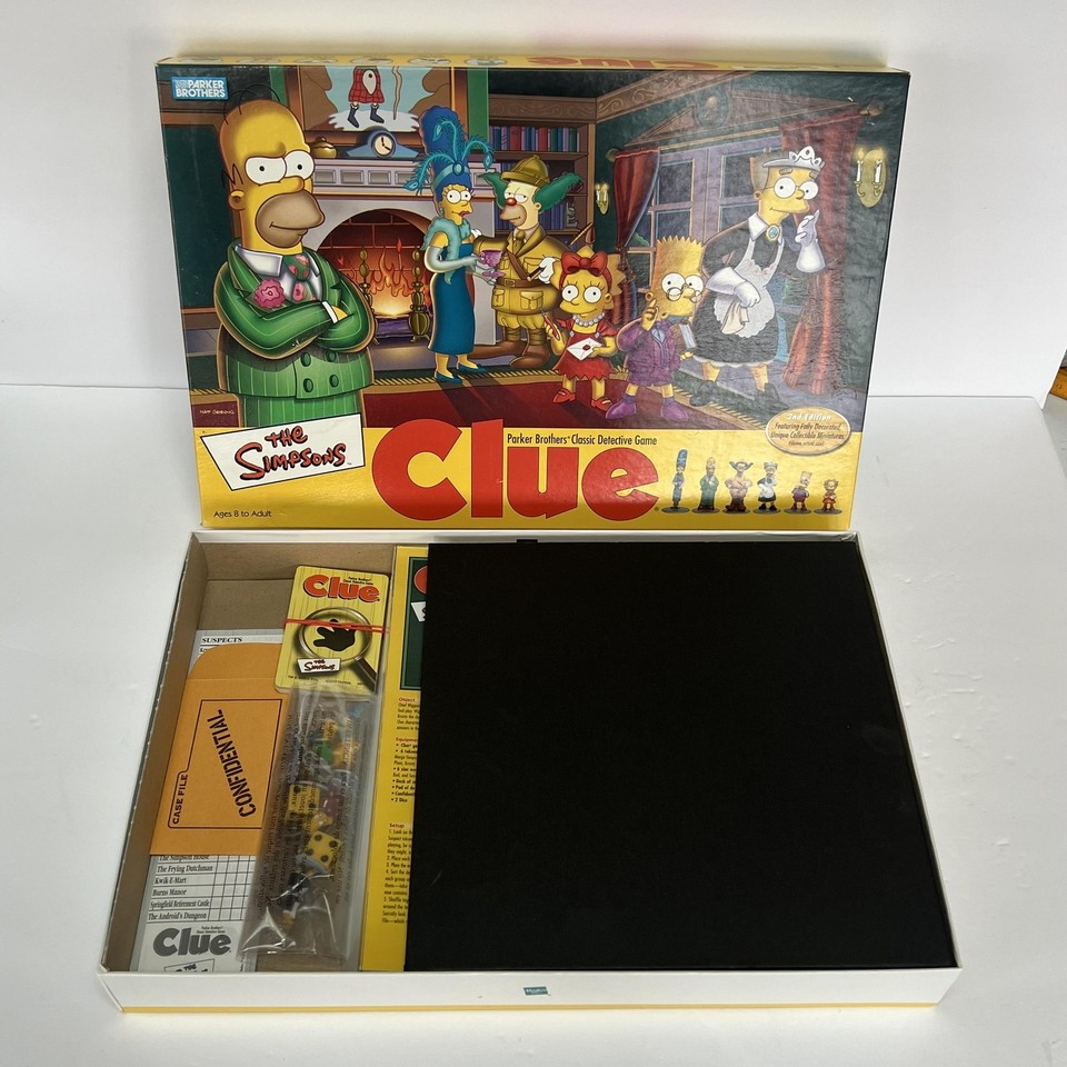 The Simpsons Clue Board Game 2nd Edition Parker Brothers Hasbro 40766 ...