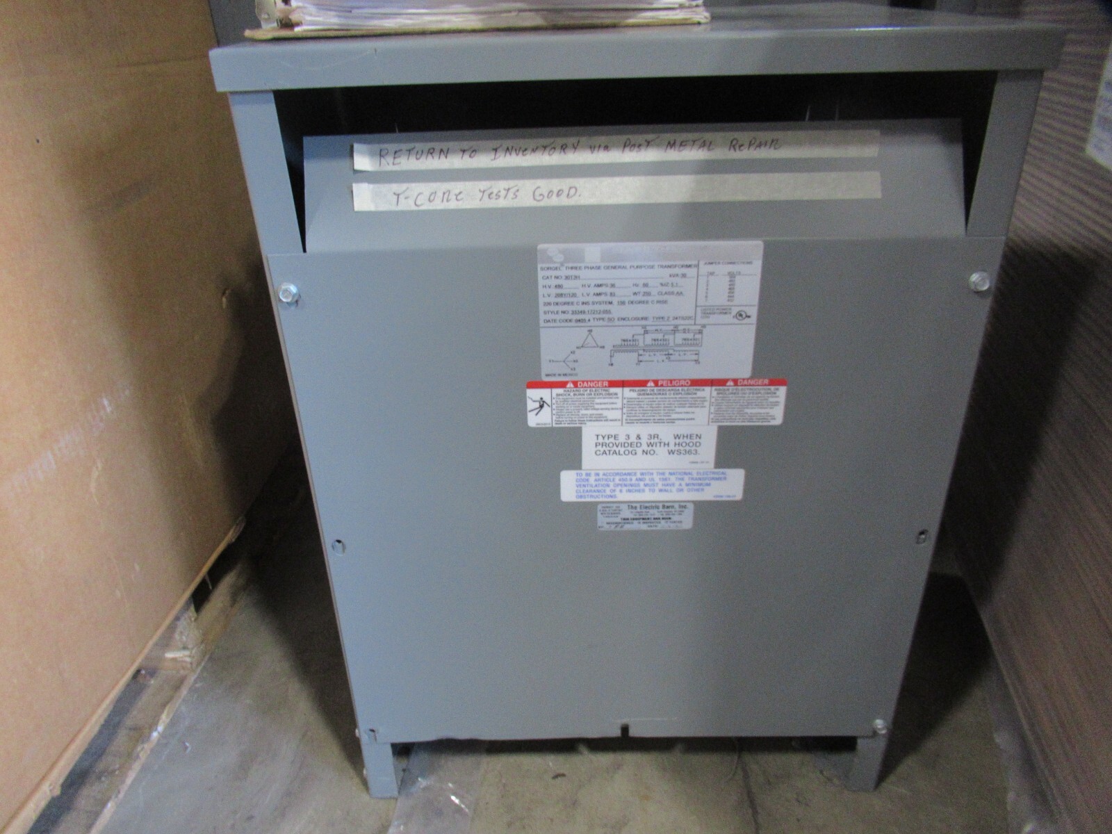 Square D 30T3H 30KVA Transformer (NS) 480X120/208 Volt 3 Phase -T637-WARRANTY | eBay
