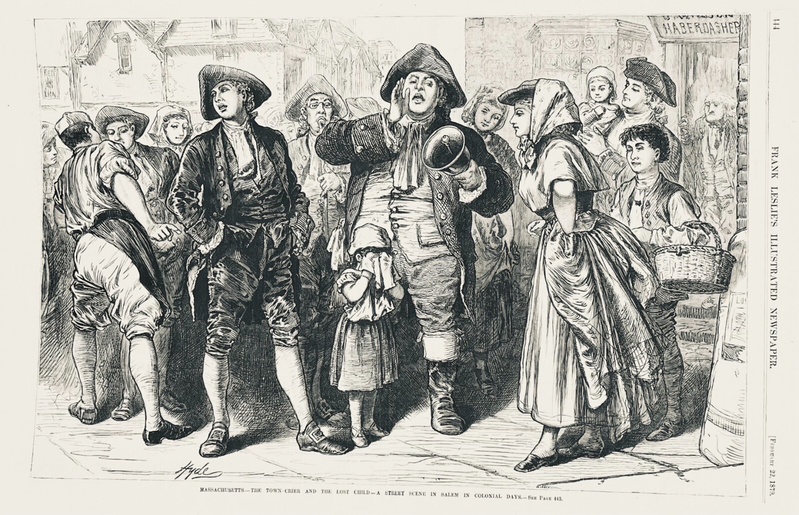 Original 1879 Harper's Print of Salem Massachusetts Colonial Town Crier ...