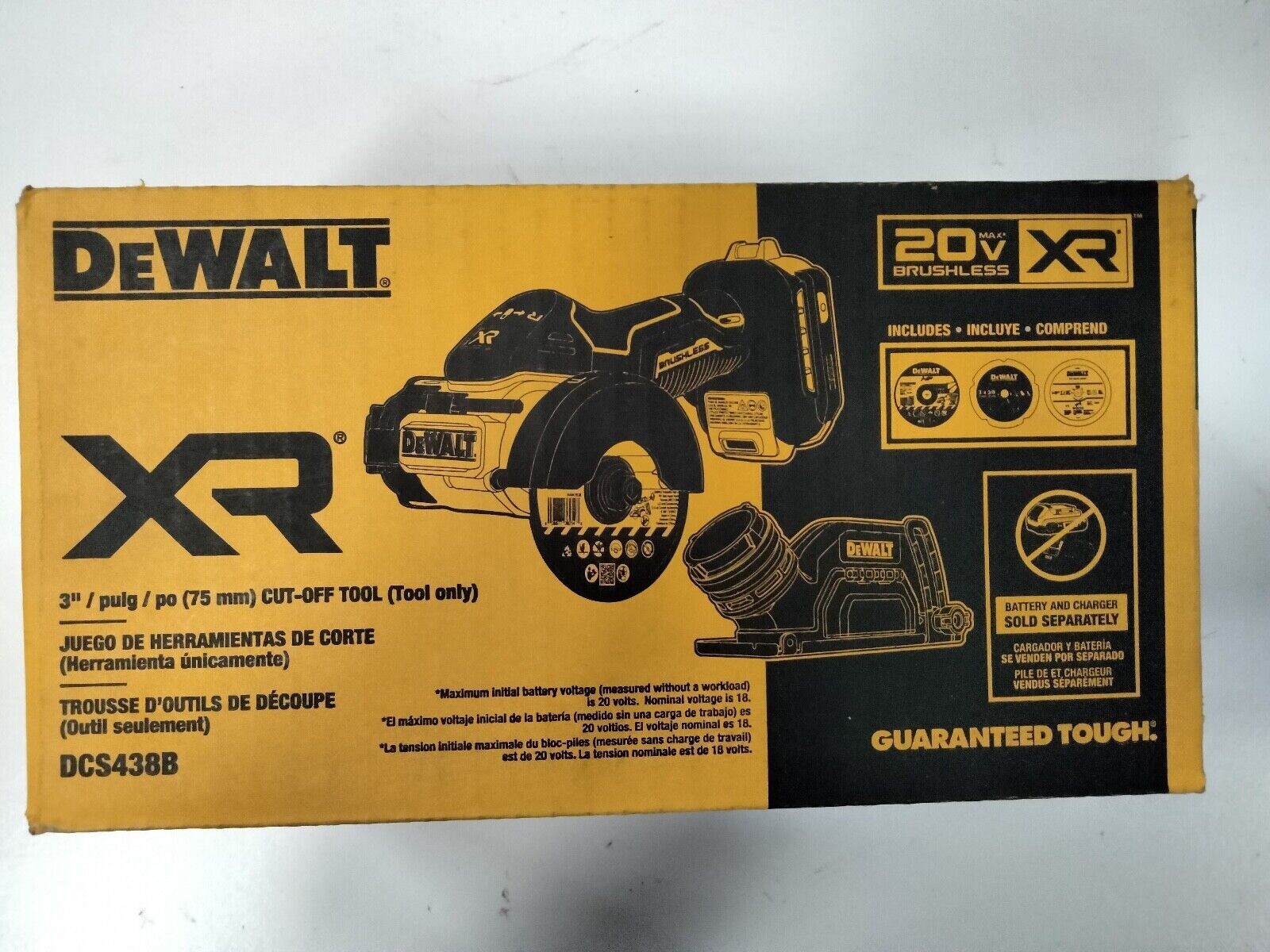 DEWALT DCS438B 20V MAX XR 3" Brushless Cordless Compact Cut Off Tool ...
