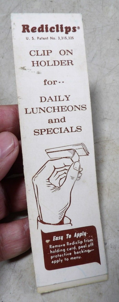 Vintage 1960s Ballantine Beer Rediclips Menu Specials Holder ...