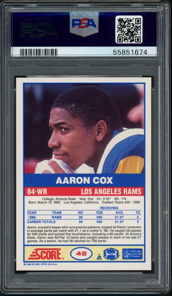 1989 Score Aaron Cox RC #45 PSA 9 - Los Angeles Rams | eBay