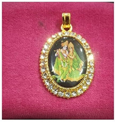 Brass Stone Studded Radha Krishan Locket Radha Krishna Pendant Flute ...