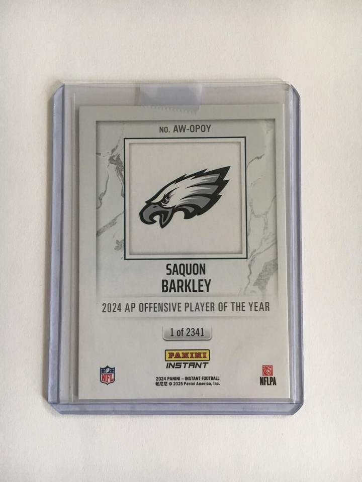 2024 PANINI INSTANT #AW-OPOY SAQUON BARKLEY NFL AP OFFENSIVE PLAYER OF ...