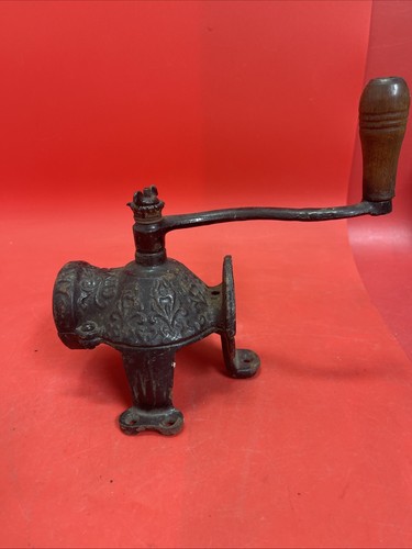 Antique Vintage Arcade Crystal Cast Iron Wall-Mount Coffee Grinder ...
