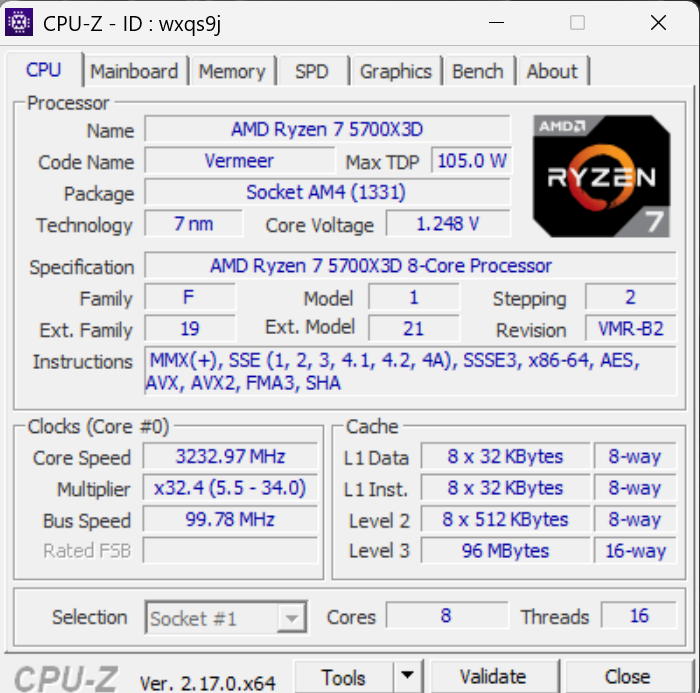 AMD Ryzen 7 5700X3D Desktop CPU Processor R7 CPU Socket AM4 - Bent Pins ...