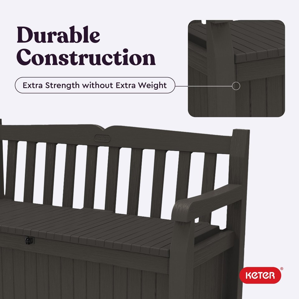 Solana 70 Gallon Storage Bench Deck Box for Patio Furniture, Front ...