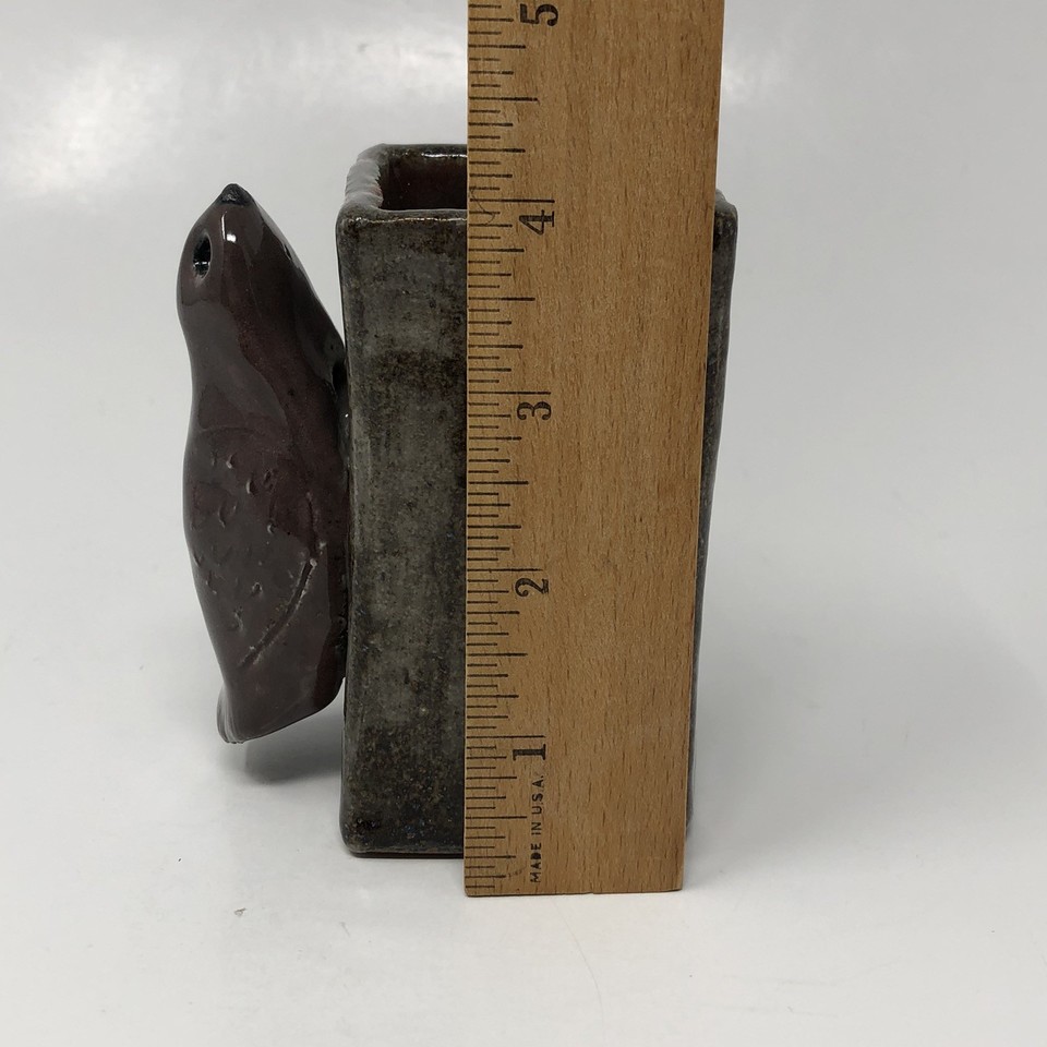 Studio Pottery Figural Bird Vase Tree Trunk Handmade Hobbyist Brutalist ...