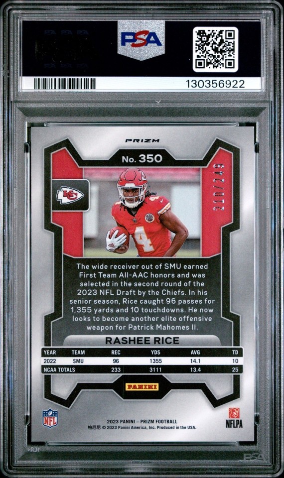 2023 Prizm Orange Prizm #350 Rashee Rice /249 ROOKIE RC PSA 9 MINT | eBay