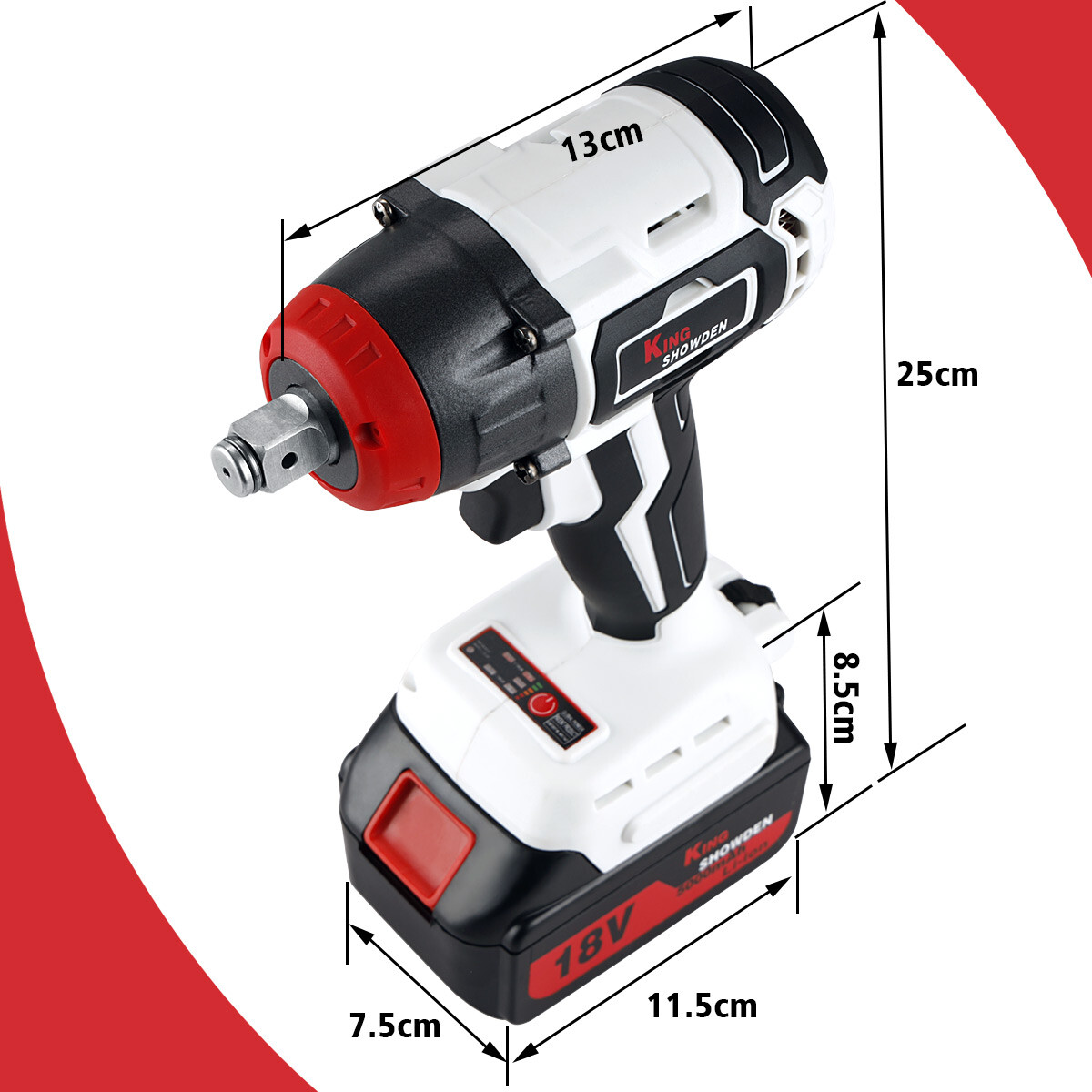 18V Cordless Impact Wrench Brushless 1/2" Drive Heavy Duty Rattle Gun W ...