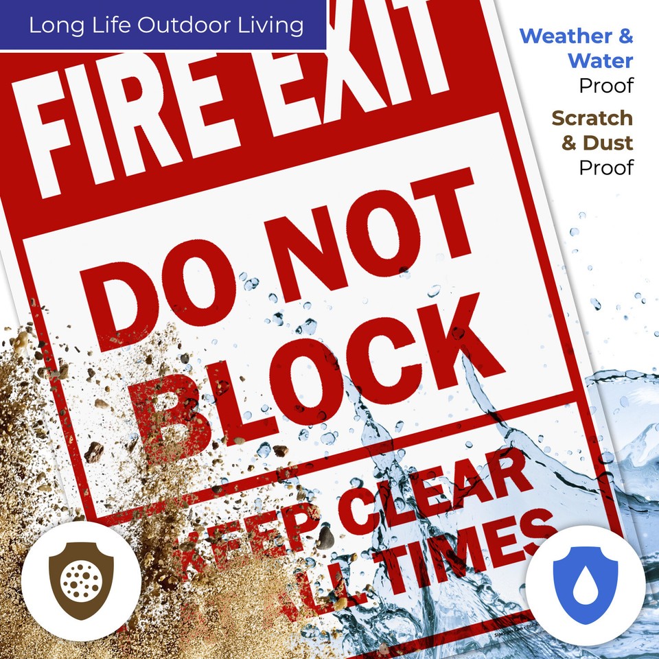 Fire Exit Sign, Do Not Block Keep Clear at All Times Safety Sign, | eBay