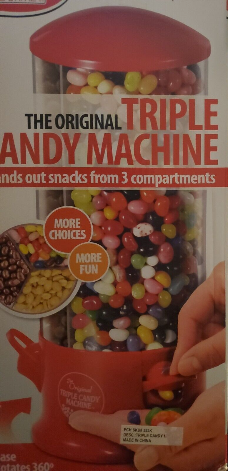 Triple Candy Machine Dispenser Machine 3 Compartments Gumball Gum Ball ...