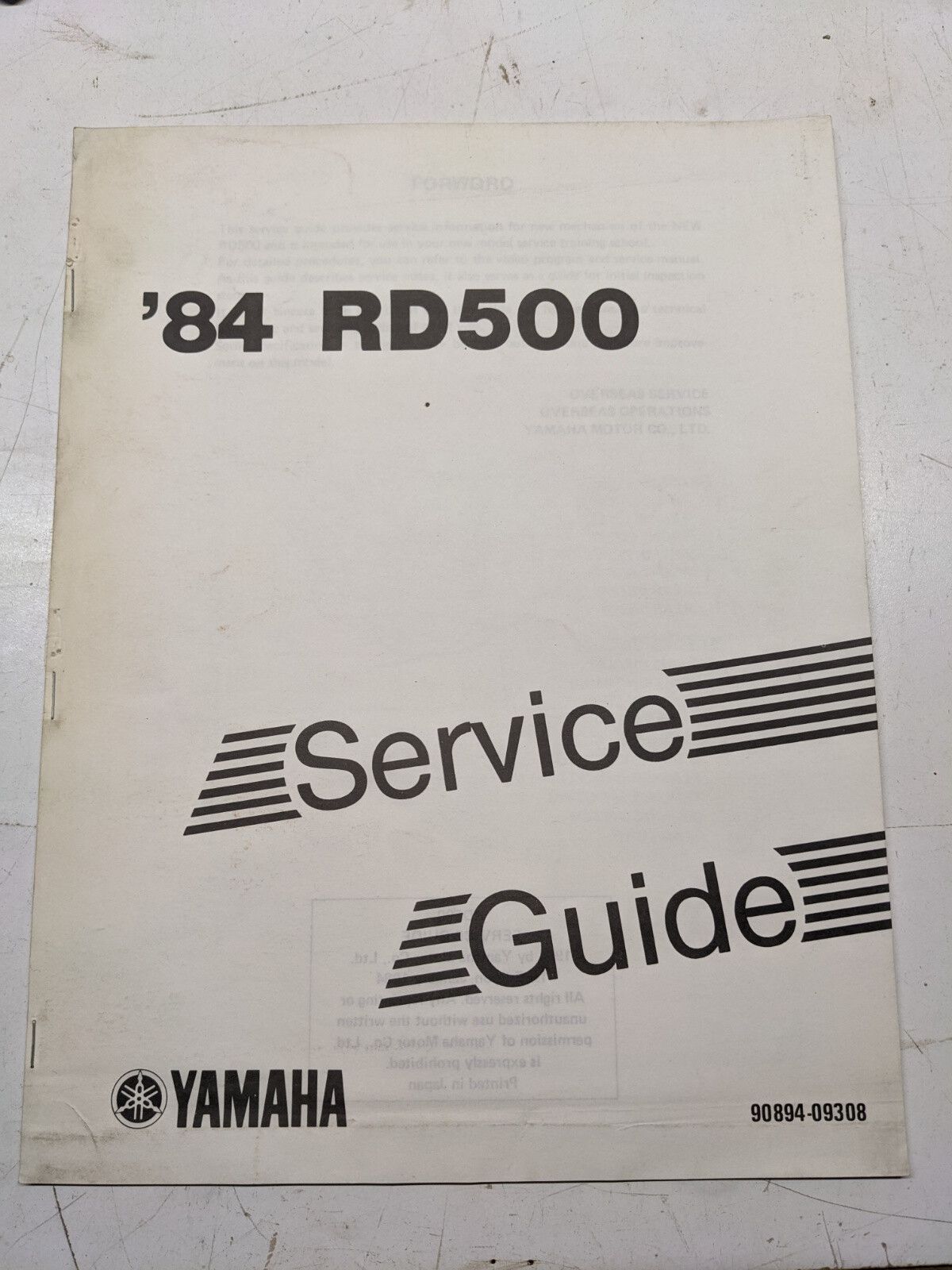 YAMAHA MOTORCYCLE SERVICE GUIDE RD500 DEALER BOOK 90894-09308 1984 OEM ...