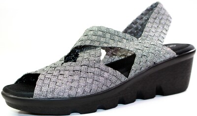 Bernie Mev Lihi Brighten Pewter Womens Wedge Heel Sandals Shoes Wedges ...