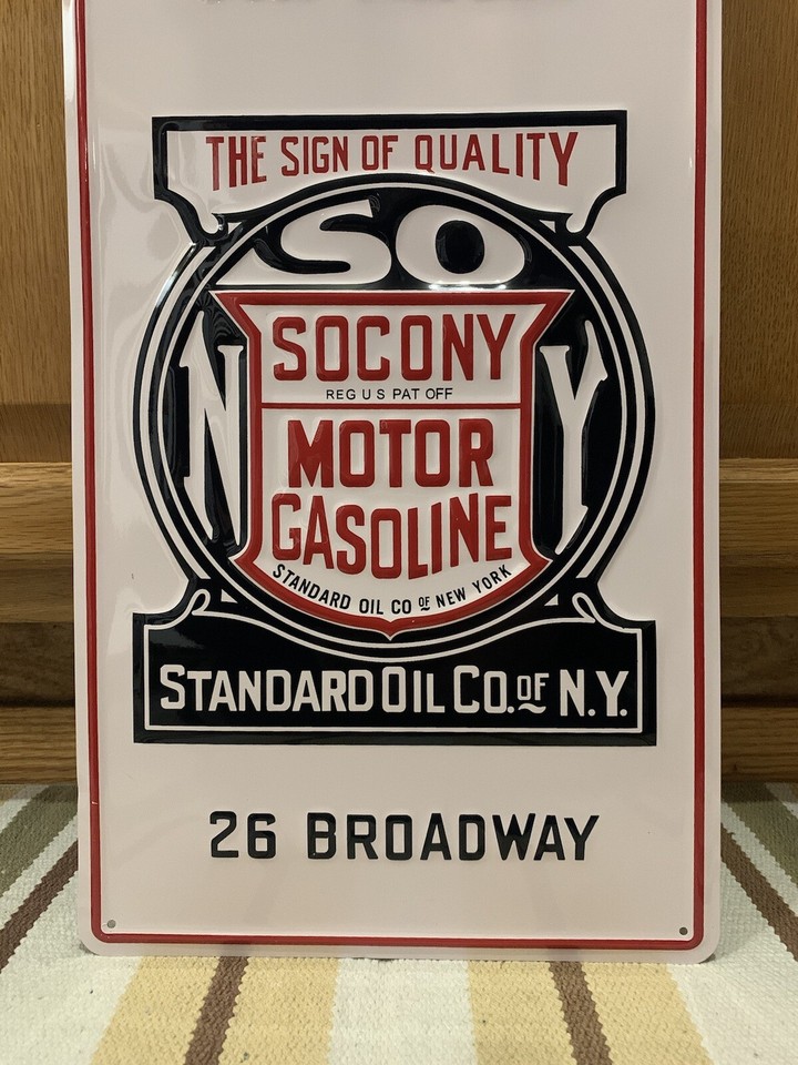 Socony Gasoline Motor Oil Sign New York Garage Vintage Style Wall Decor ...